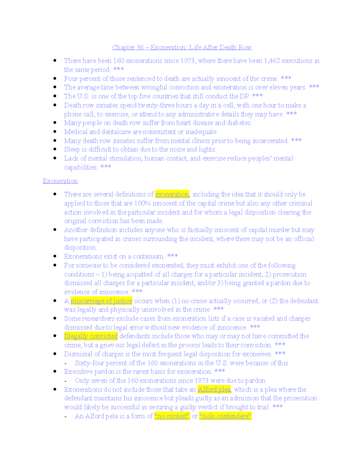 Chapter 36 Notes - Chapter 36 – Exoneration: Life After Death Row There ...