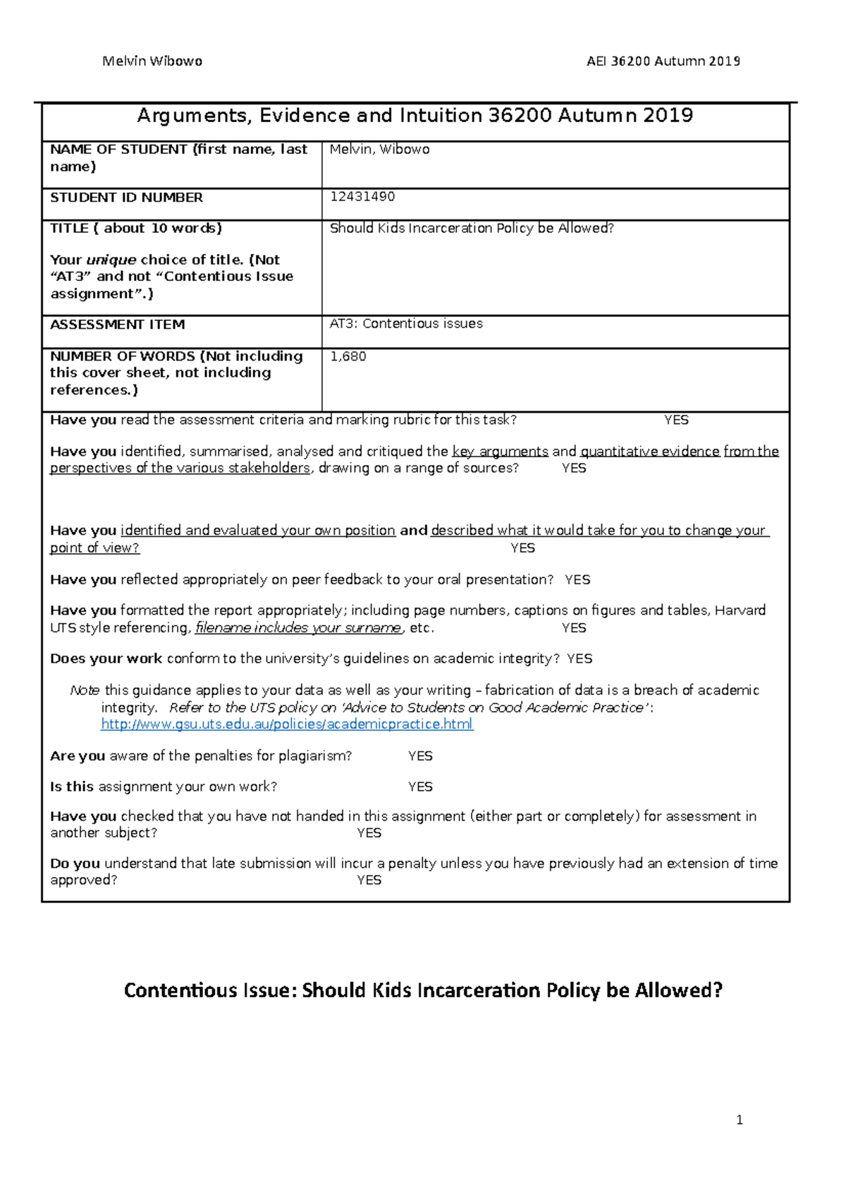 12431490 AT3 - AT 3 - Arguments, Evidence and Intuition 36200 Autumn ...