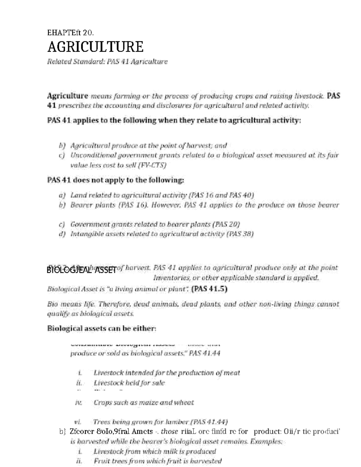 PAS 41 - BIOLOGJEAL ASSET EHAPTEft 2 0. AGRICULTURE b} Zfeorer &oIo ...