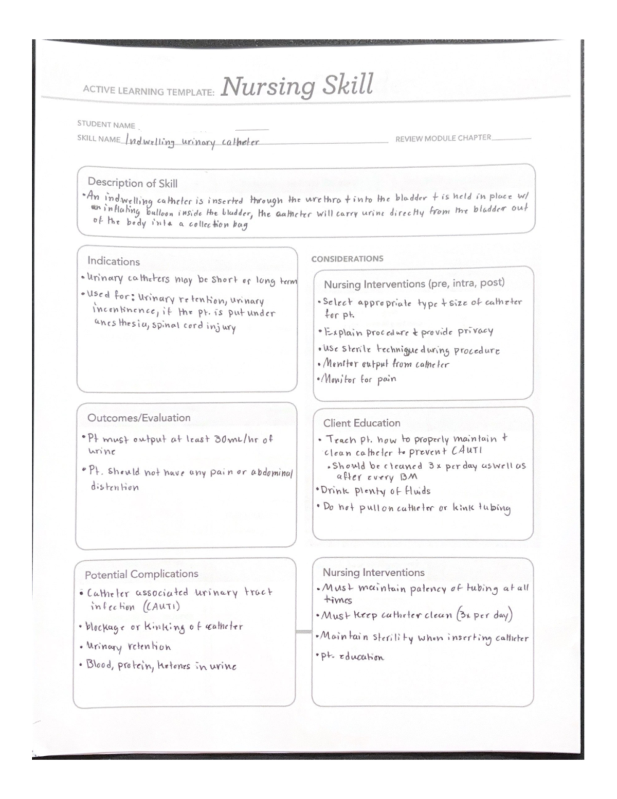 IUC - ATI learning template - ACTIVE LEARNING TEMPLATE: Nursing Skill ...