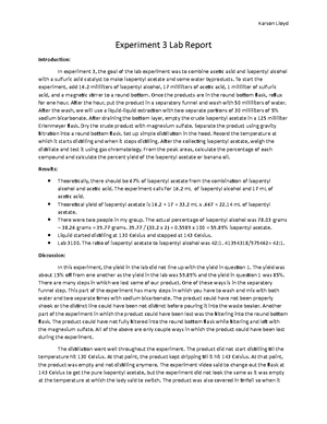 Lab 1 orgo - Separation of the components of "Panacetin" - Introduction A drug called Panacetin ...