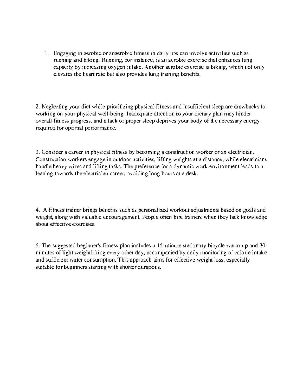 Unit 1 - Edmentum work - Engaging in aerobic or anaerobic fitness in ...