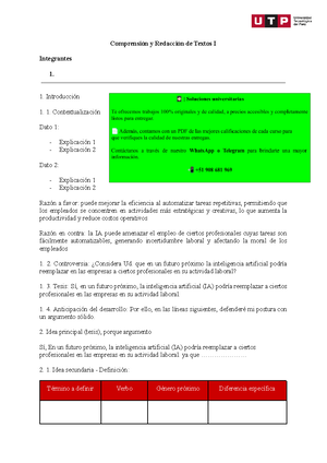 Comprensión y Redacción de Textos I - UTP - Studocu
