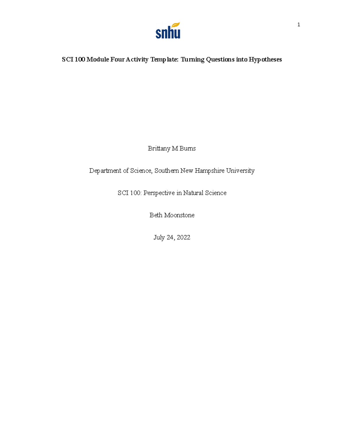 SCI 100 Module Four Actiivity Template - Copy - SCI 100 Module Four ...