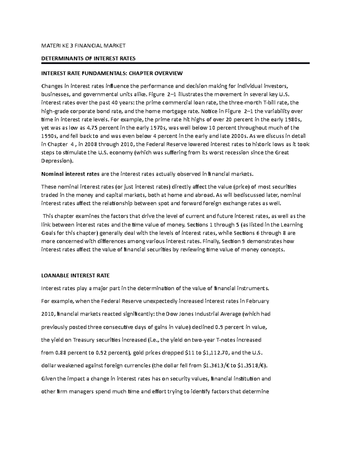 Temu 3 Determinants of Interest RATE Financial RATE - MATERI KE 3 ...