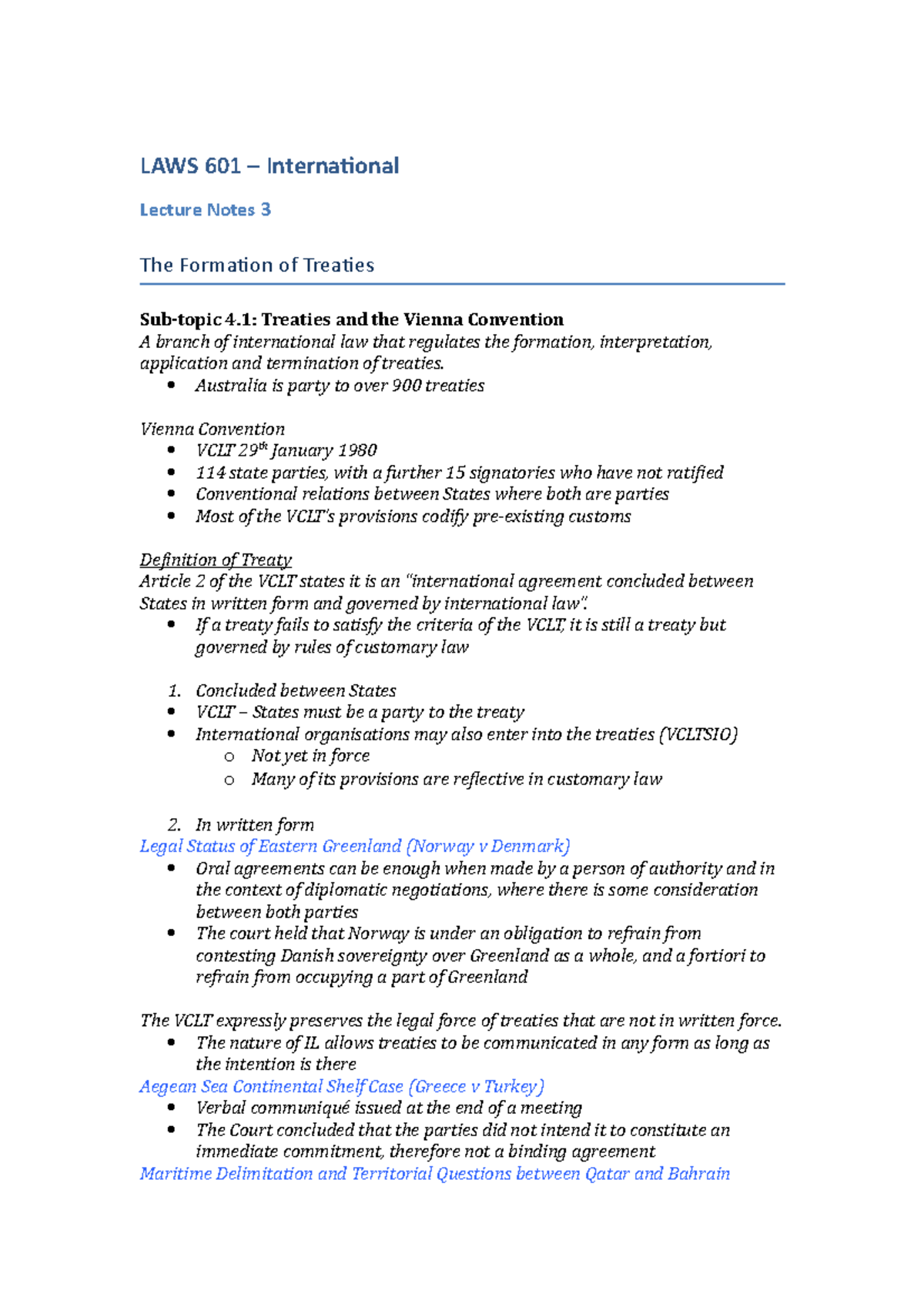 Topic 4 - Formation of Treaties - LAWS 601 – International Lecture ...
