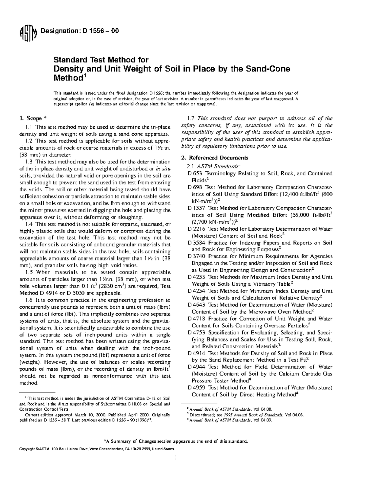 ASTM D 1556 - astm D 1556 - Designation: D 1556 – 00 Standard Test ...