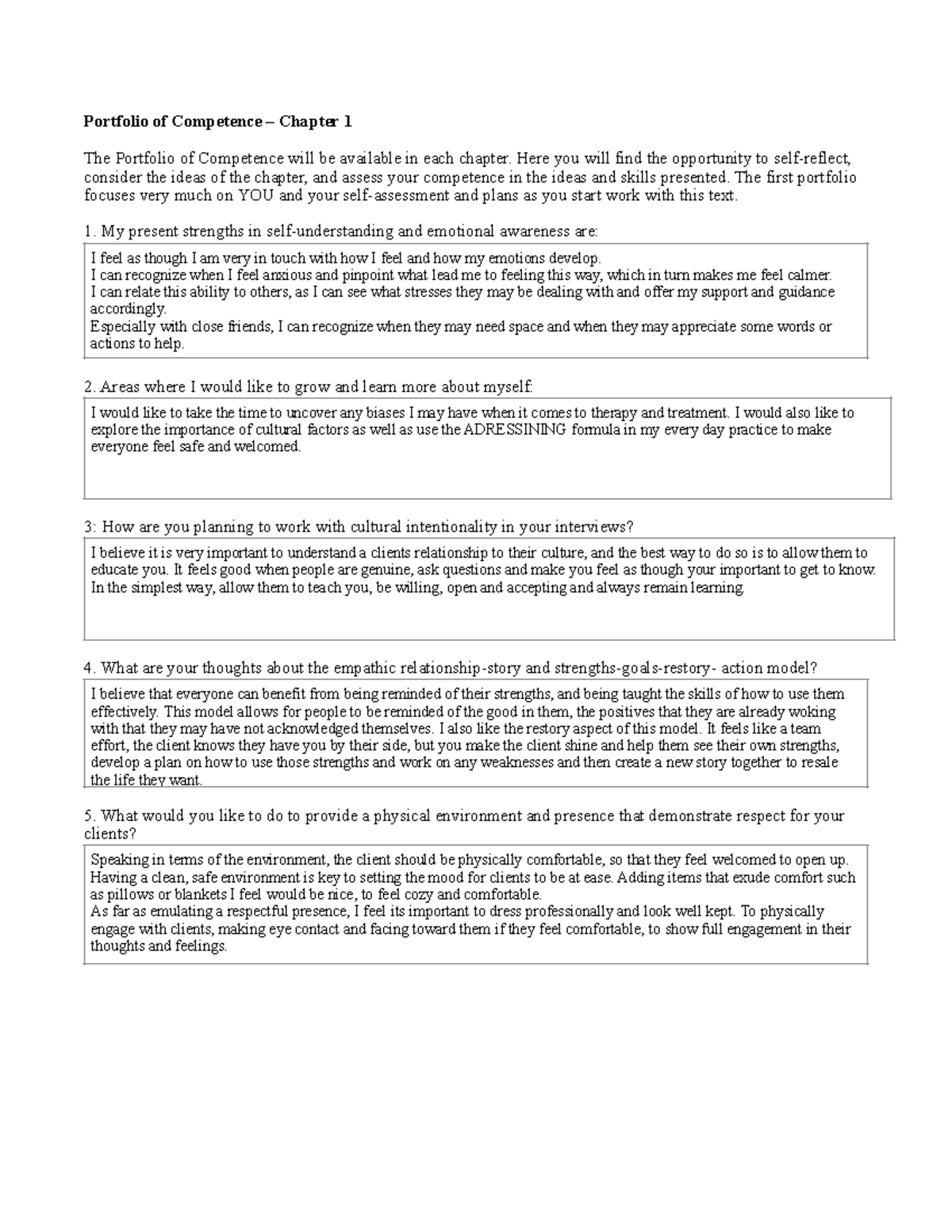 Reflection 1 - Portfolio of Competence – Chapter 1 The Portfolio of ...