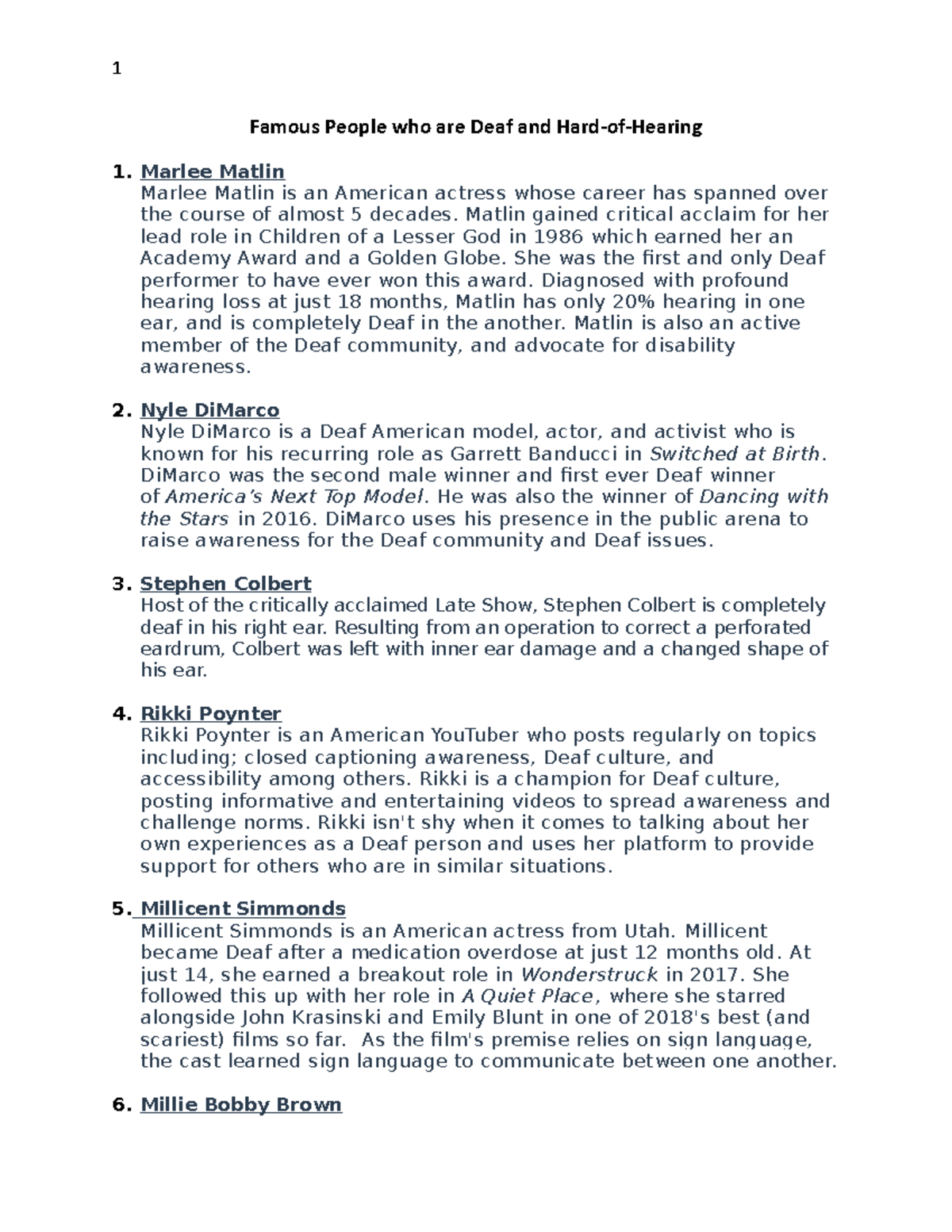 Famous People who are Deaf and Hard - Famous People who are Deaf and ...