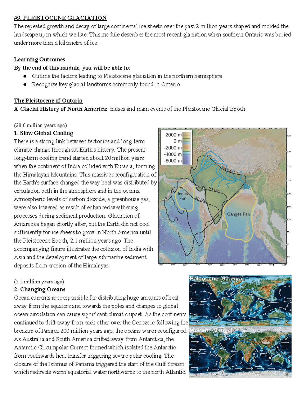 EESA-Module-9 - lecture notes - #9. PLEISTOCENE GLACIATION The repeated ...