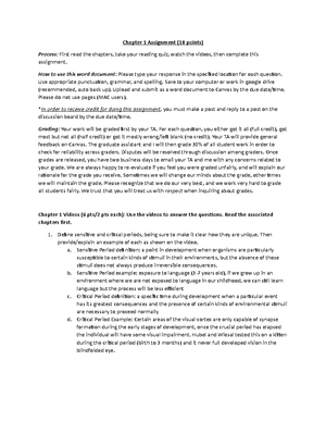 Chapter 9 assignment-jordancaron - Chapter 9 Assignment (10 points) Process: First read the ...