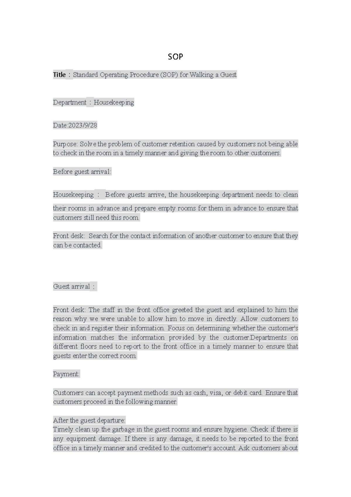 Sop - 2222 - SOP Title：Standard Operating Procedure (SOP) for Walking a ...