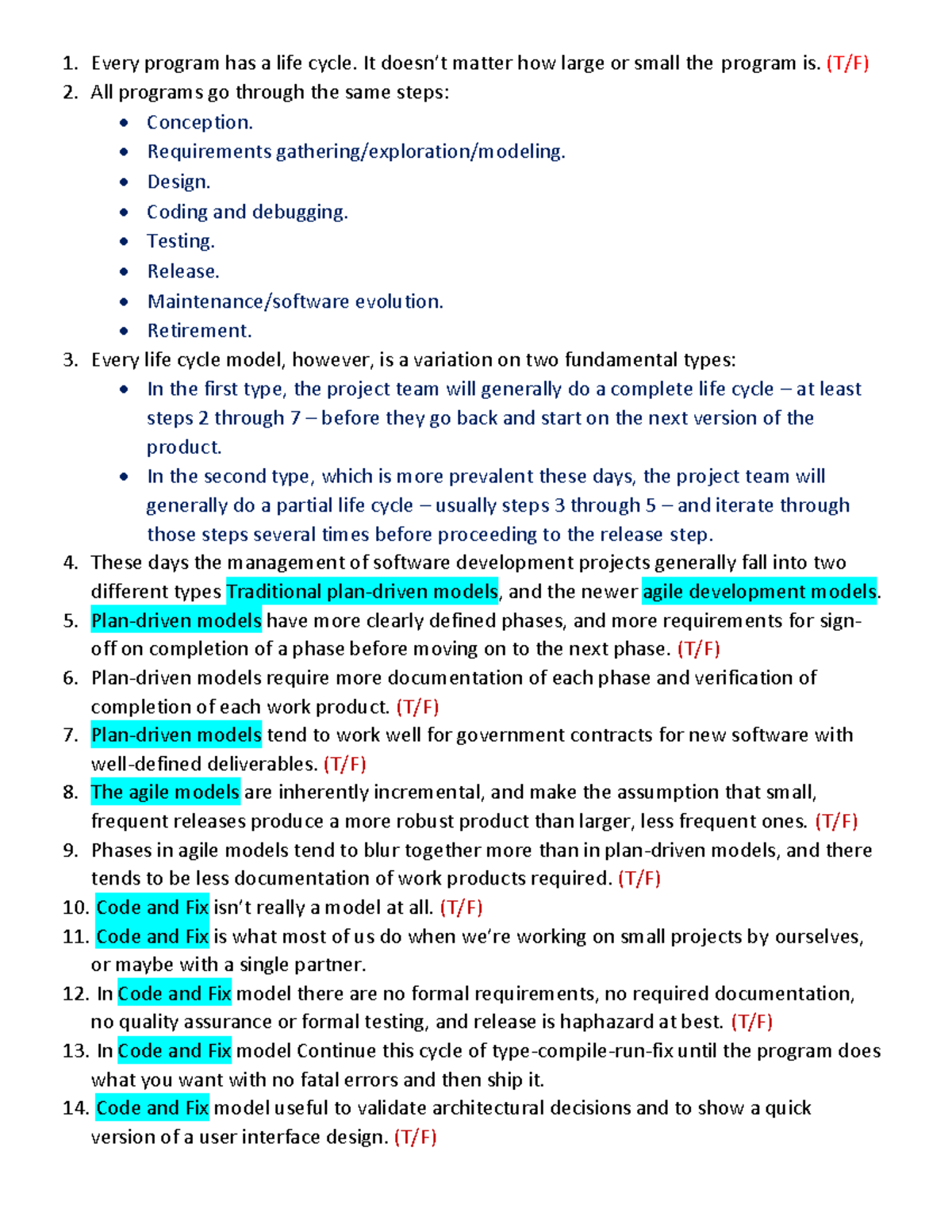 Software Engineering Chapter 1 - Every program has a life cycle. It ...