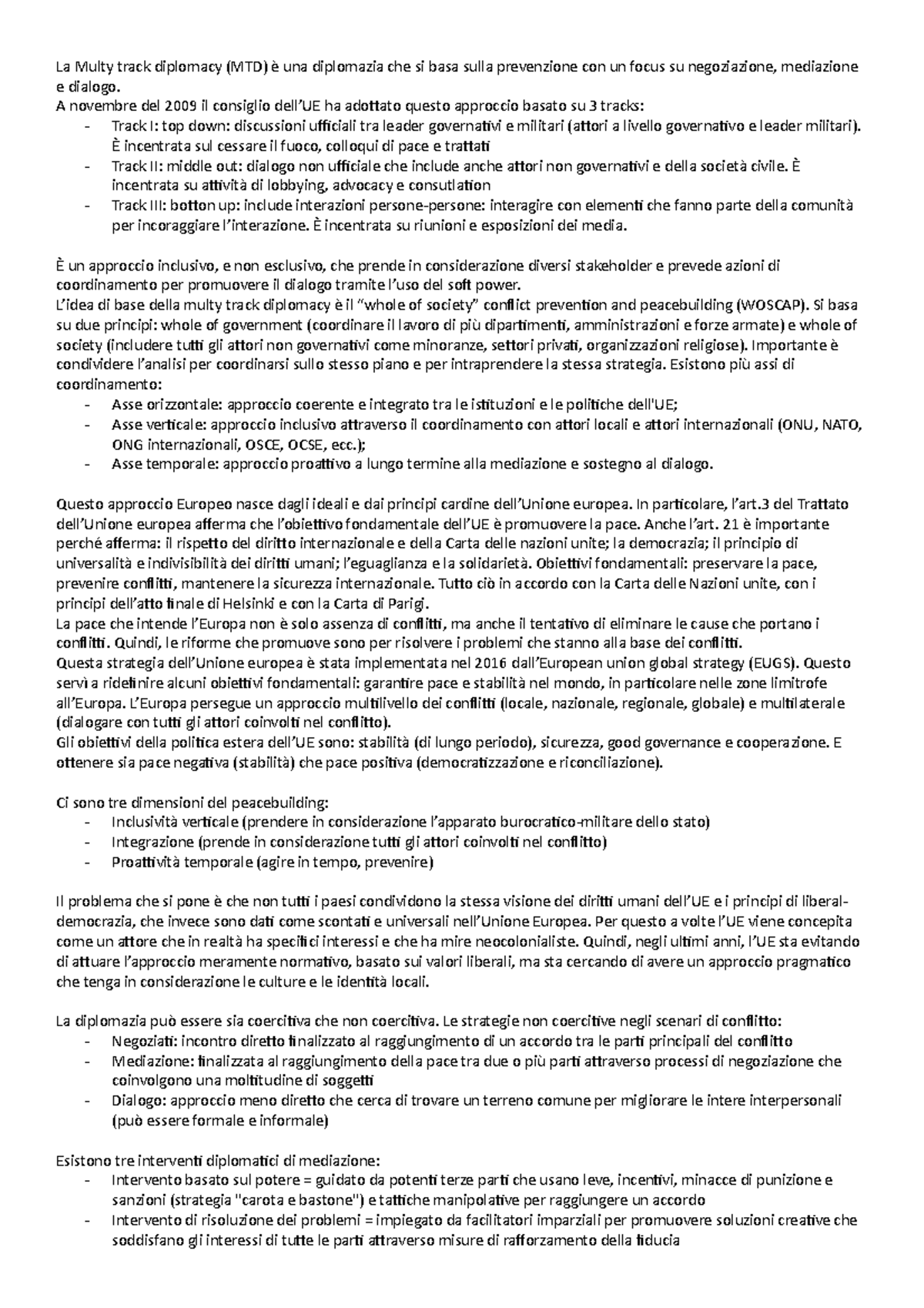 3. EU Multi- Track Diplomacy - La Multy track diplomacy (MTD) è una ...