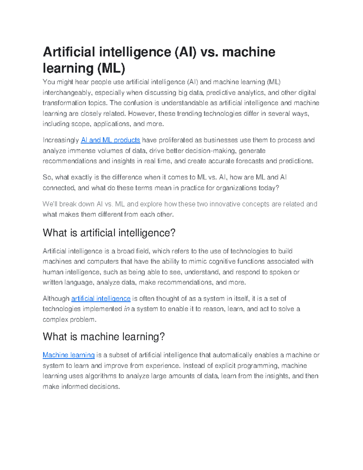Artificial intelligence and machine learning - Artificial intelligence ...