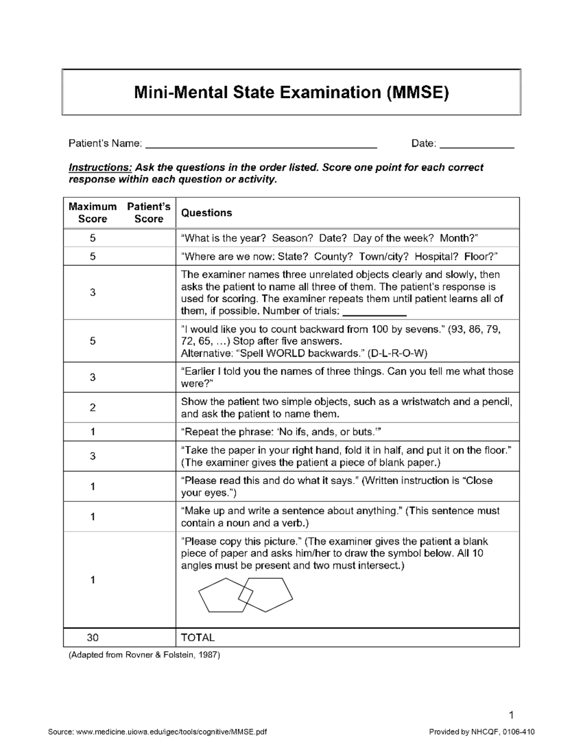 Microsoft Word - Mini-Mental State Examination.doc - MMSE - HIMS U135 ...