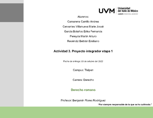 A6. Teoría - tarea 6 - ACTIVIDAD 6: P ROYECTO INTEGRADOR ETAPA 2 Con base en el contenido de los ...