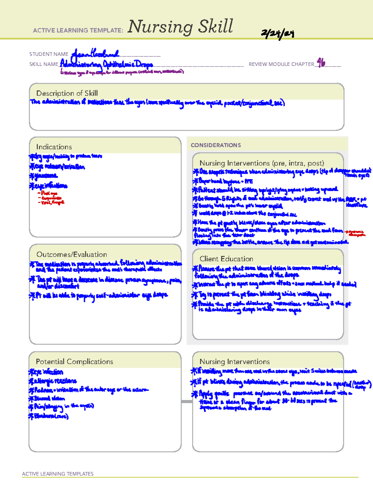Nursing Skill - YWAAAAAAAAA - ACTIVE LEARNING TEMPLATES Nursing Skill ...