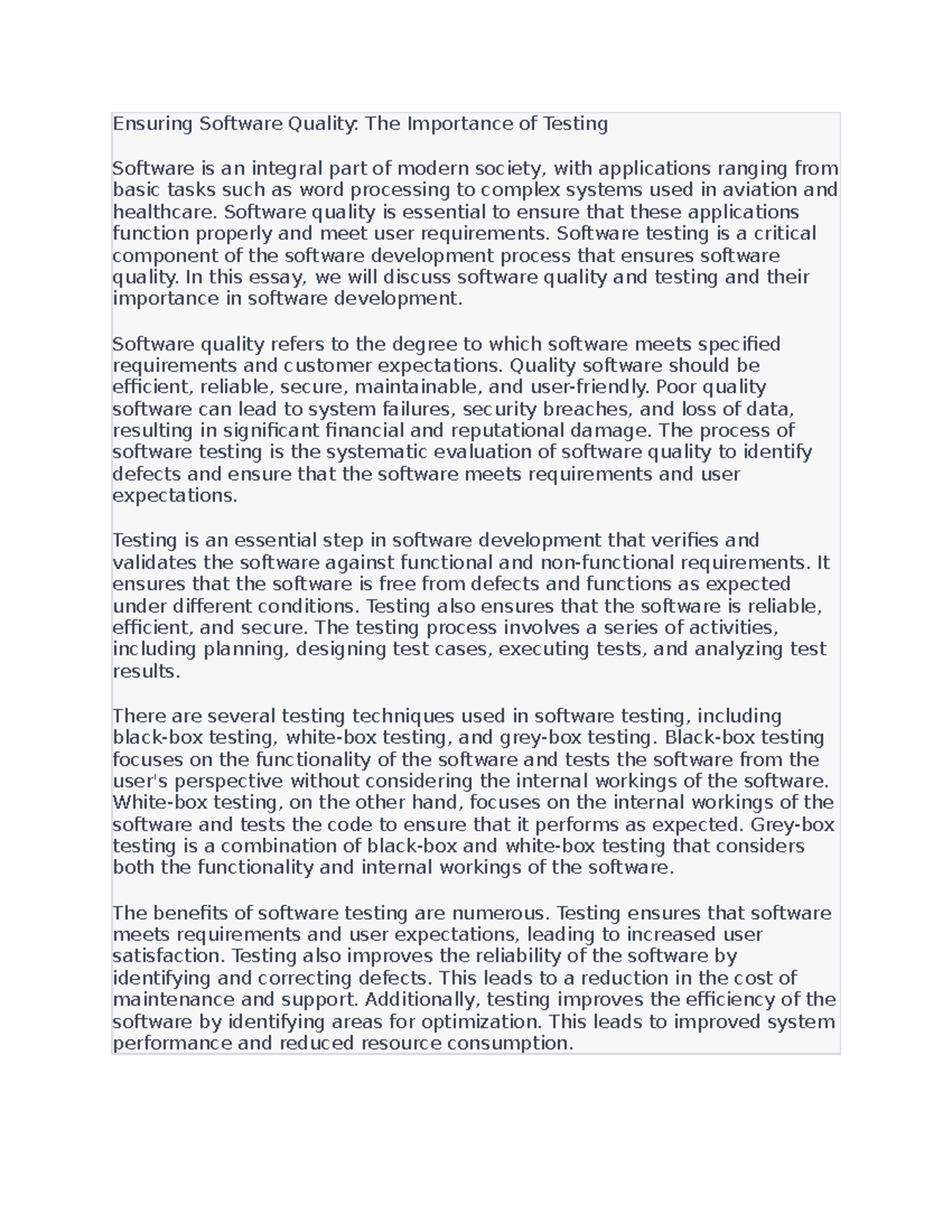 Ensuring Software Quality - The Importance of Testing - Ensuring ...