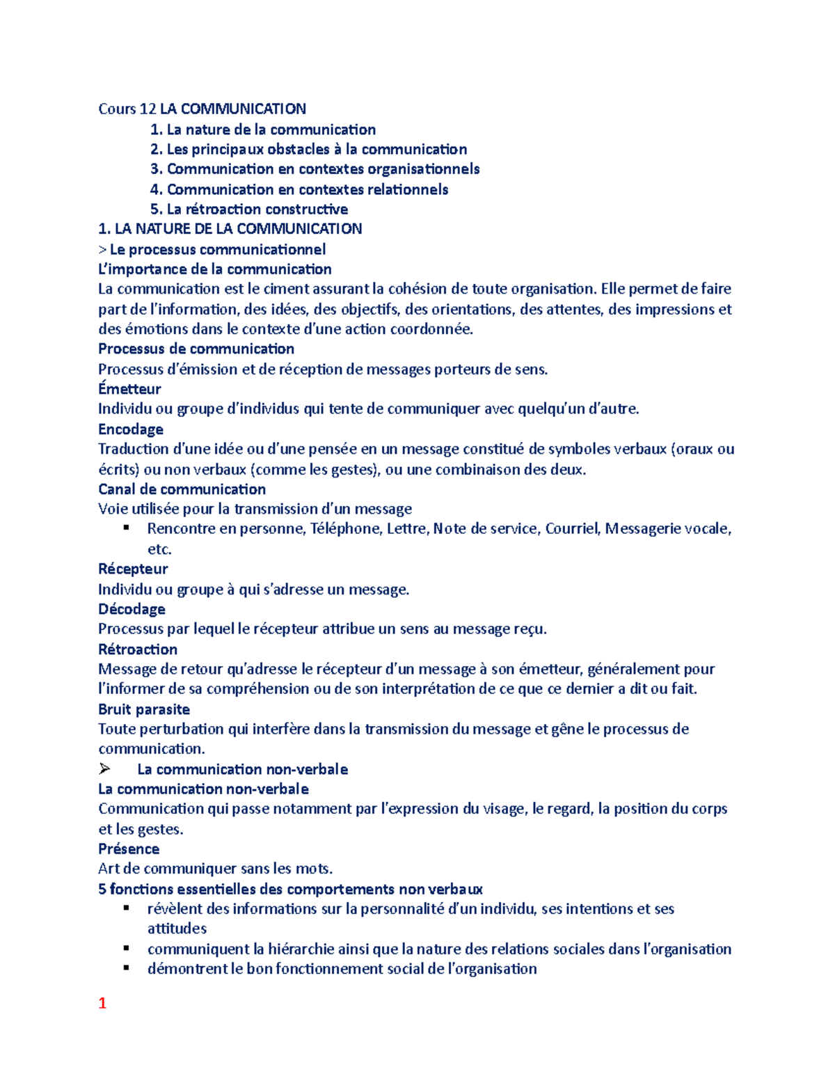 Cours 12 LA Communication - Cours 12 LA COMMUNICATION 1. La nature de ...