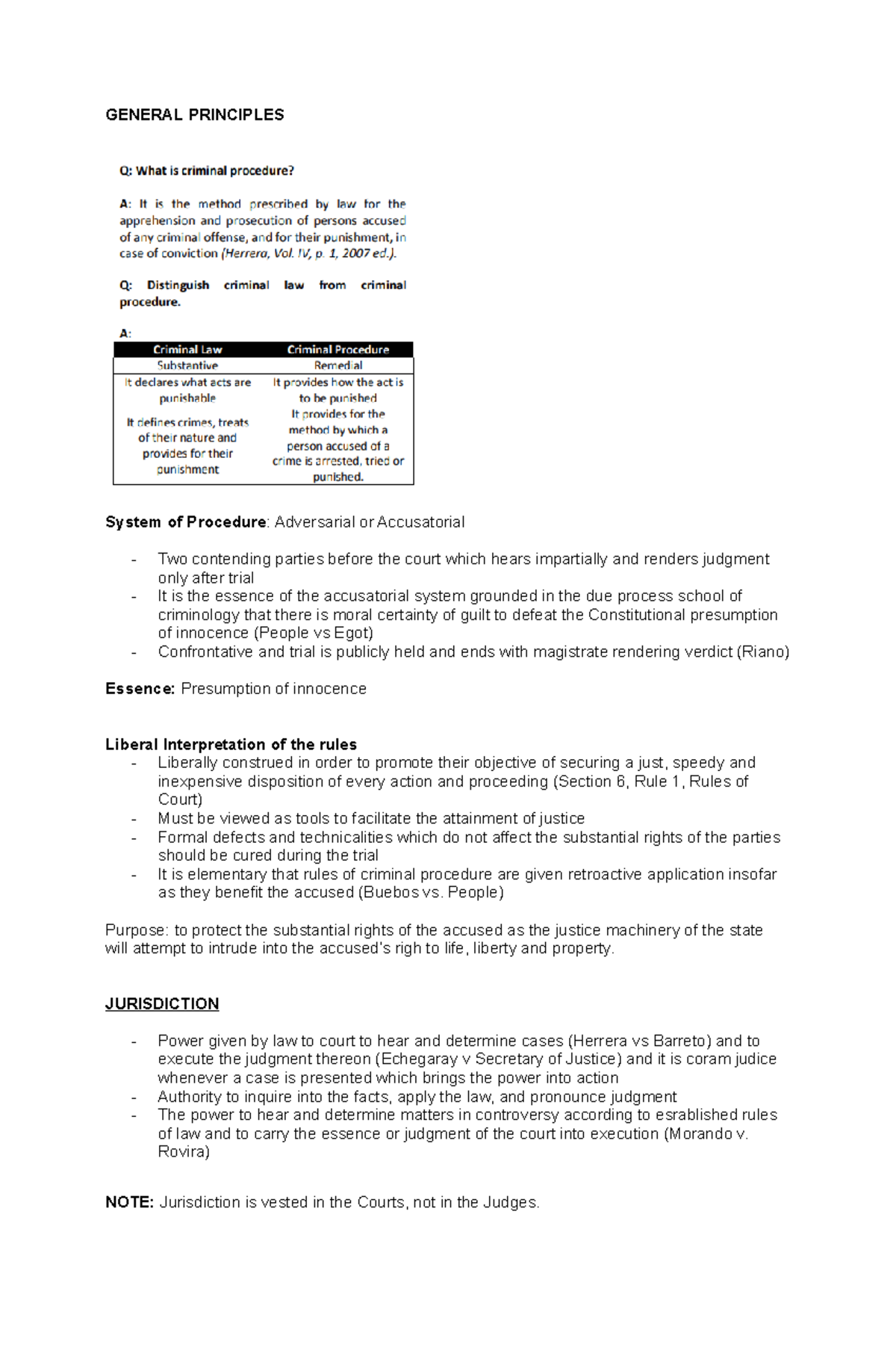 Crimpro 1 104646 - Crim Pro Notes - 1st year - GENERAL PRINCIPLES ...