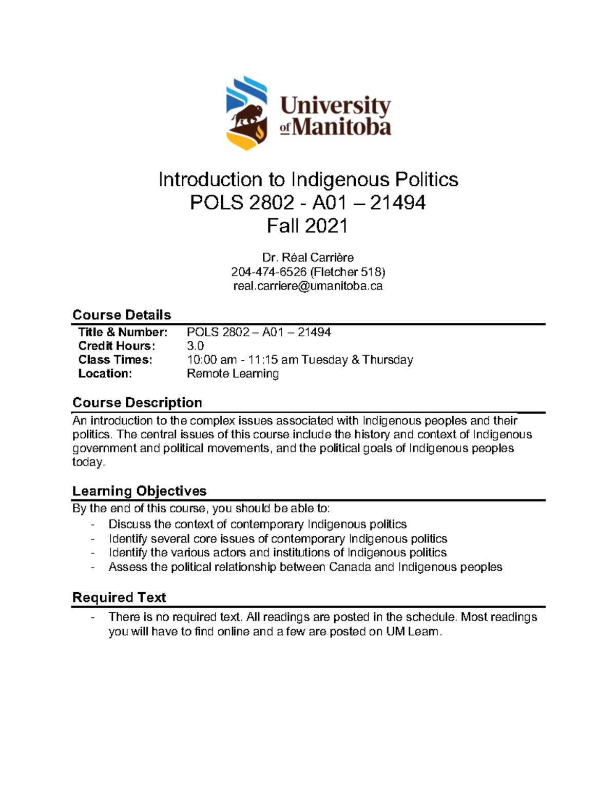 Introduction to Indigenous Politics - Studocu