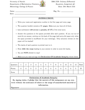 [Solved] Give an example of a linear differential equation of the ...