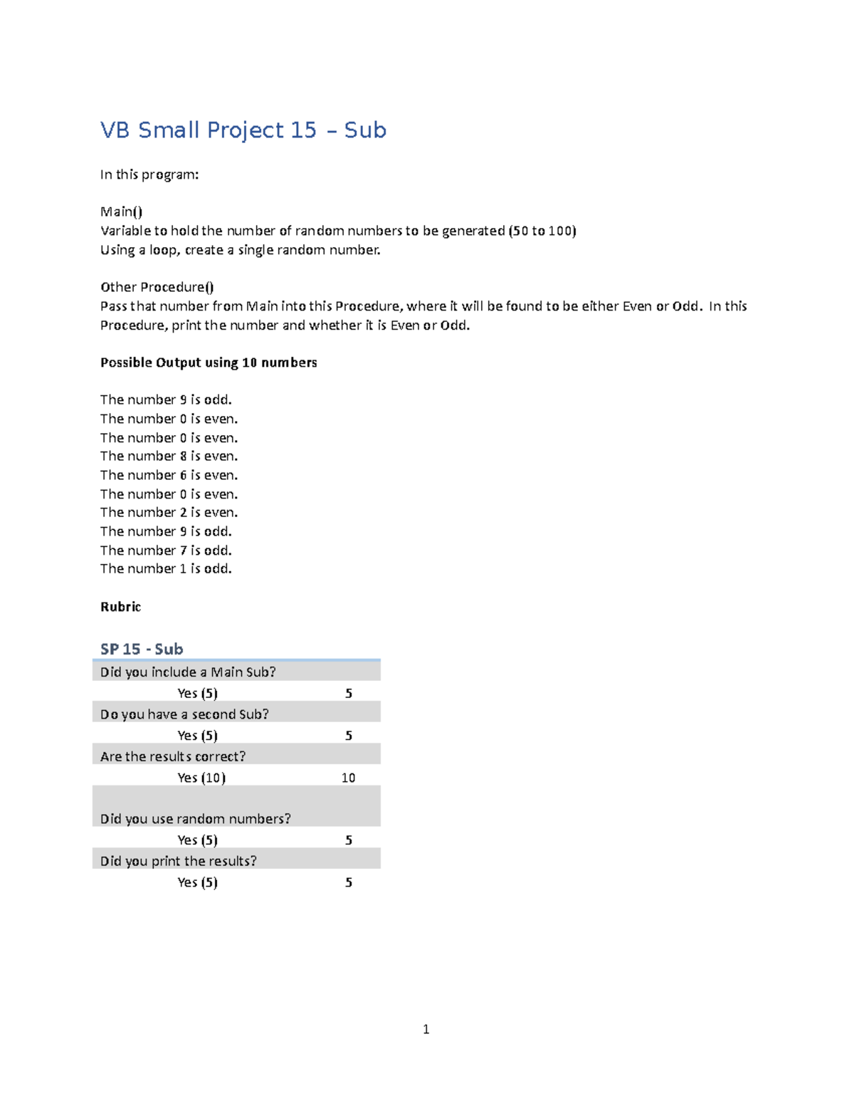 VB - Small Project 15 - Sub - VB Small Project 15 – Sub In this program ...