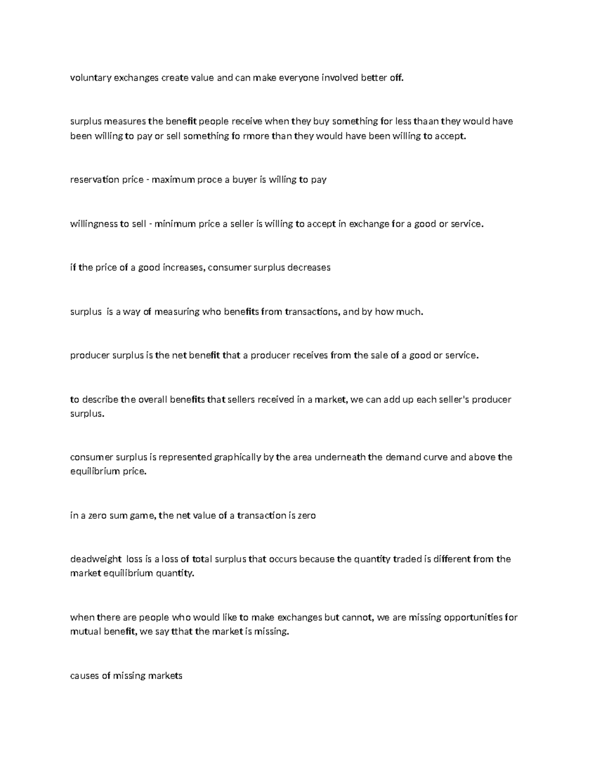 Economics Notes - voluntary exchanges create value and can make ...