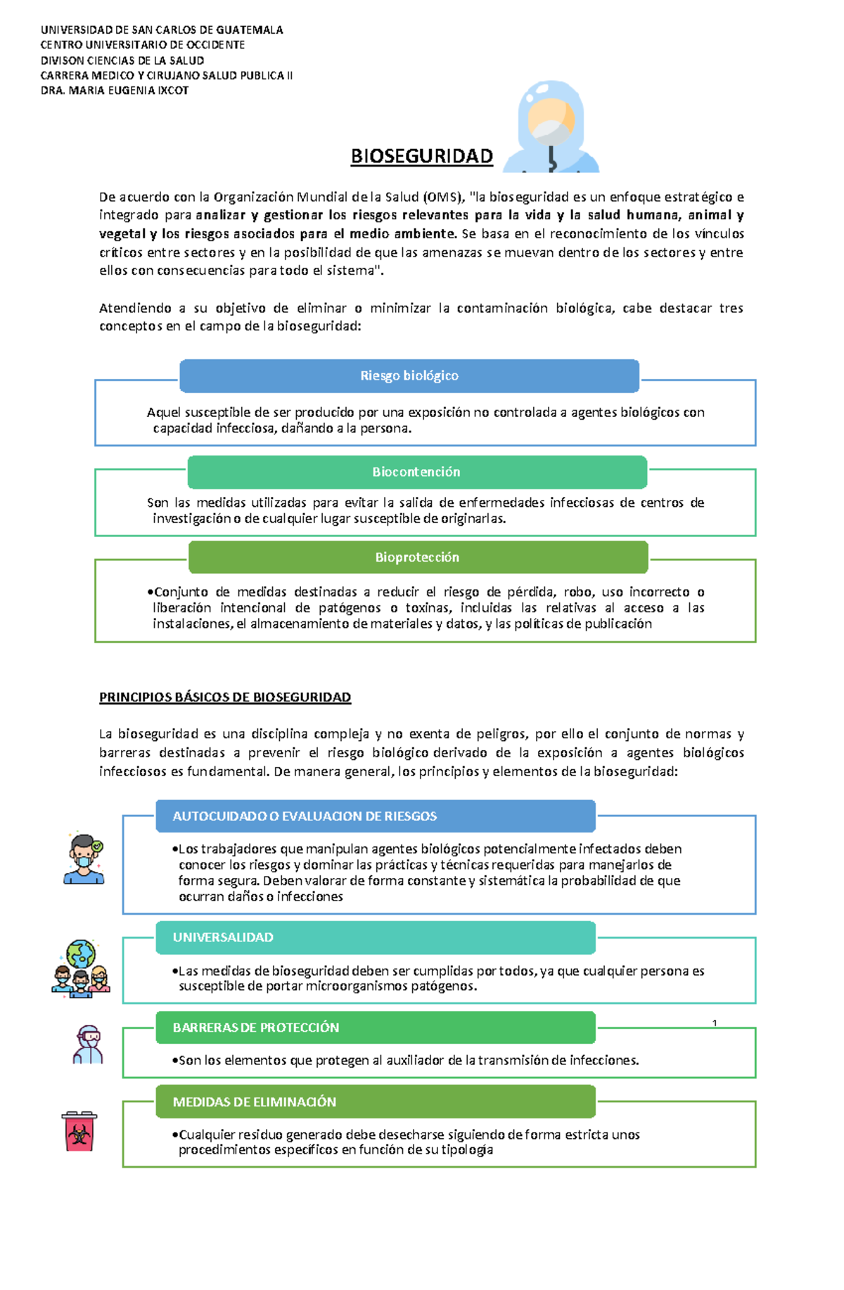 Bioseguridad Salud Publica II - 1 UNIVERSIDAD DE SAN CARLOS DE ...