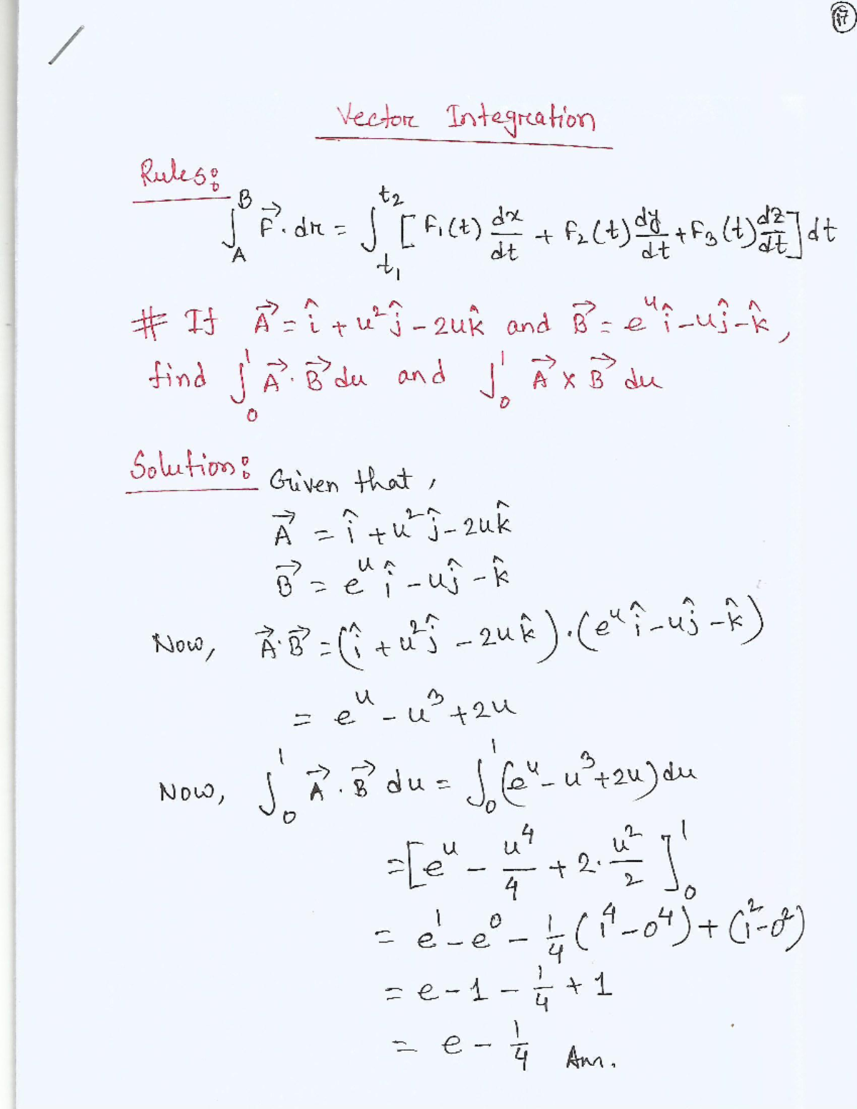 5.Vector Integration and Application - 17 Vector Integration Rules: B ...