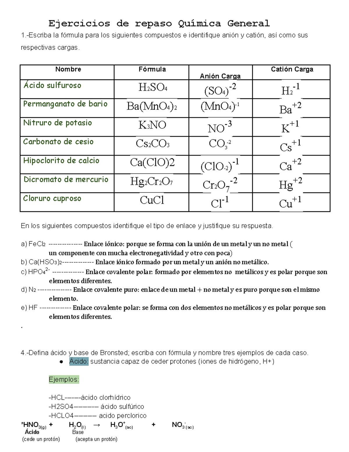 Er Sah Apuntes De Quimica General Ejercicios De Repaso Química