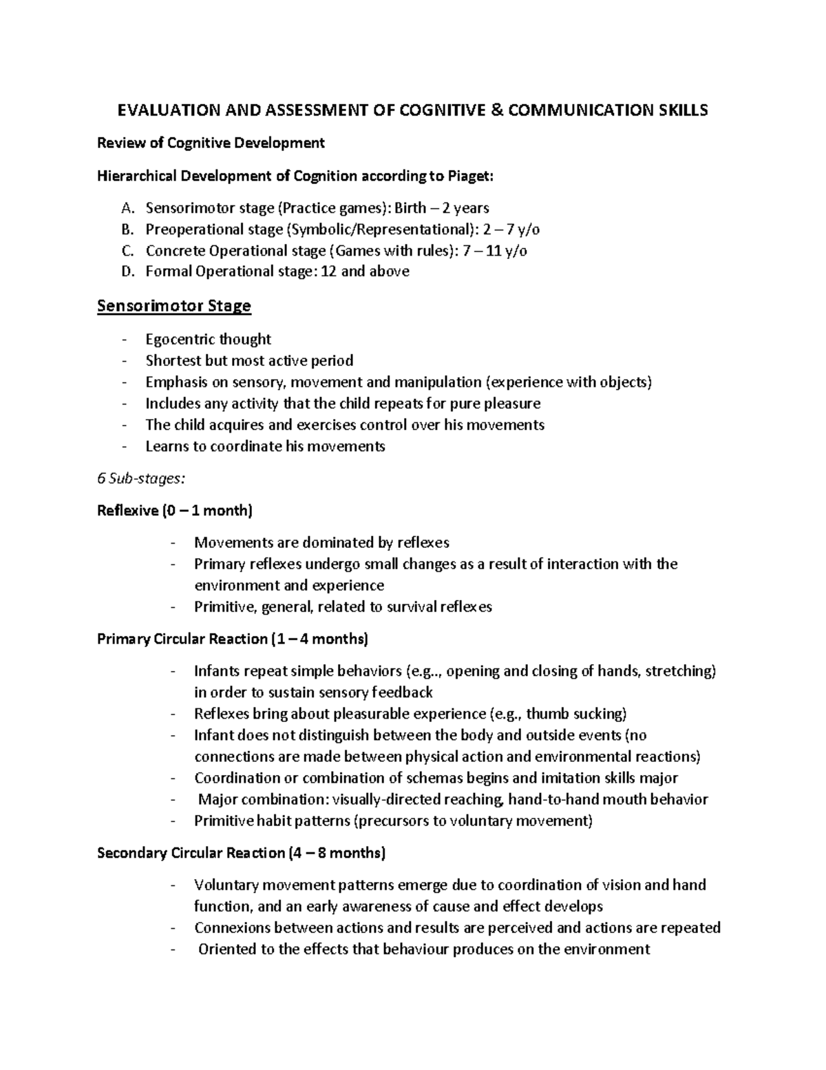 Evaluation and Assessment of Cognitive & Communication Skills in ...