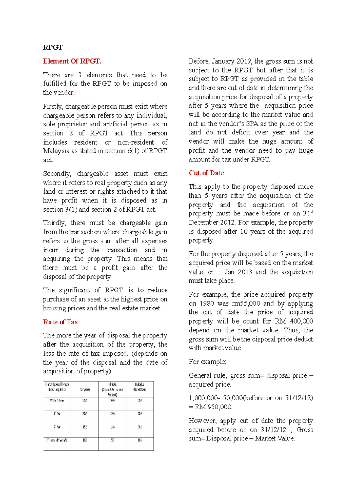 RPGT notes - RPGT Element Of RPGT. There are 3 elements that need to be ...