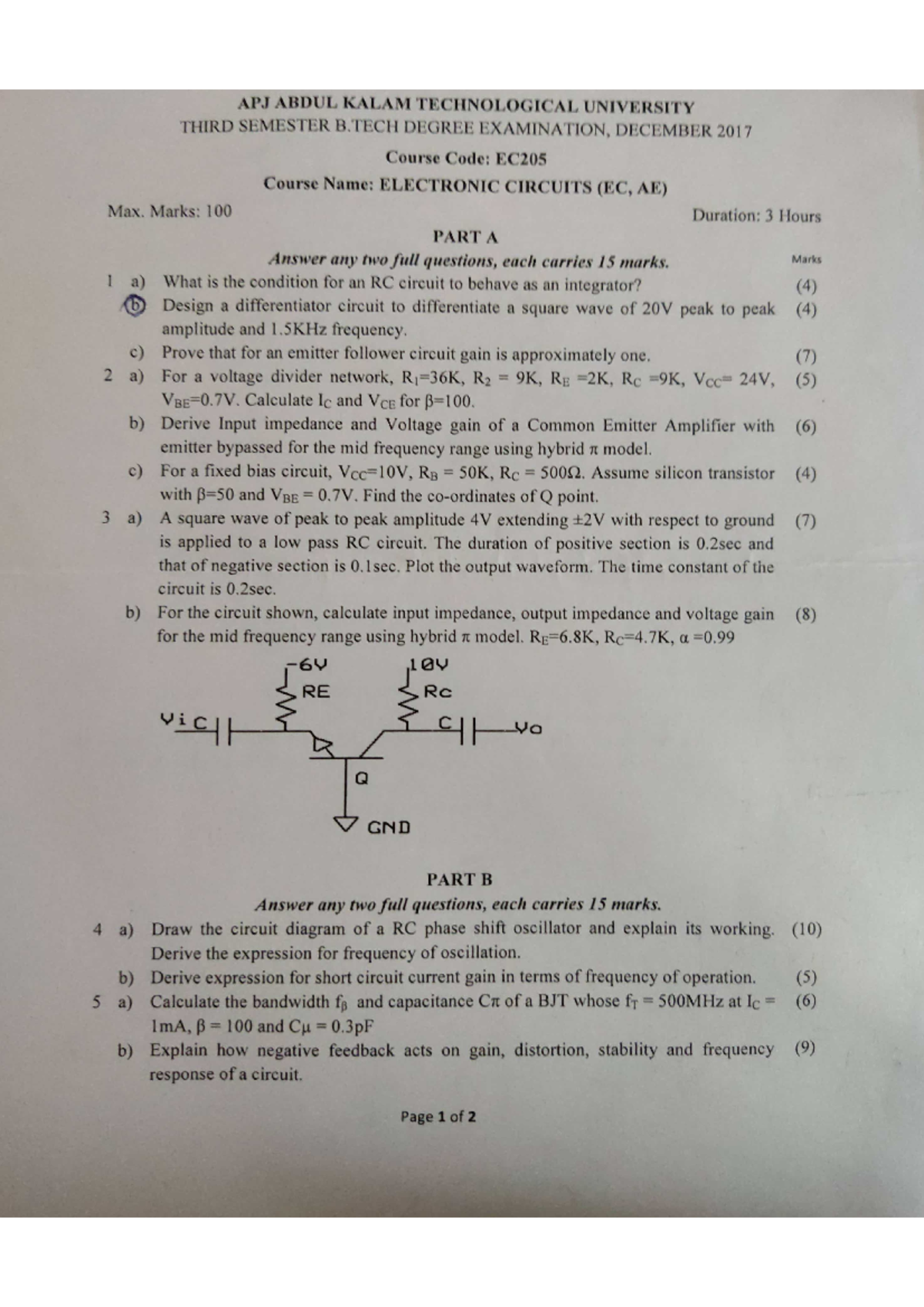 S3 Electronic circuits QP - Studocu