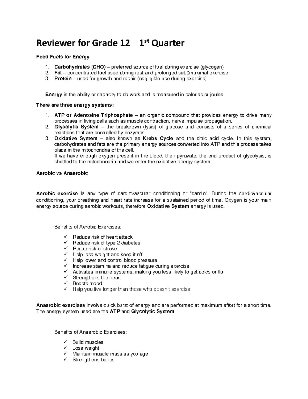 Reviewer for Grade 12 1st Quarter - Reviewer for Grade 12 1 st Quarter ...