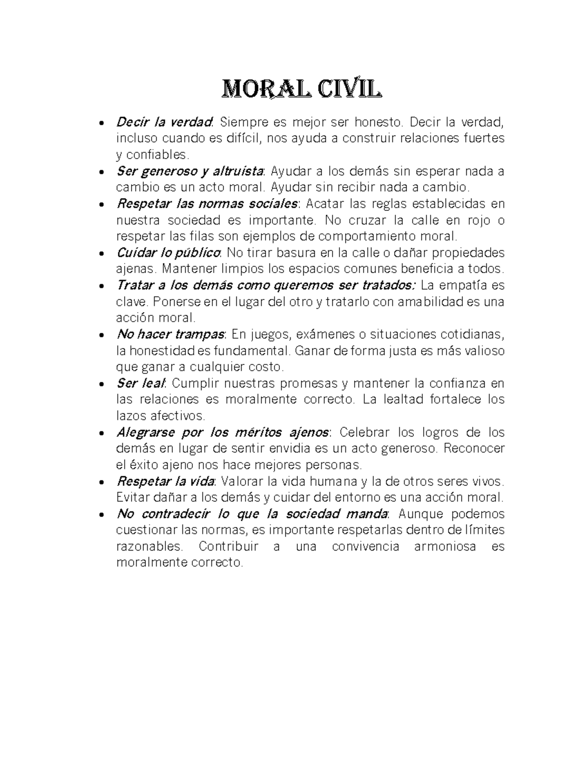 Actividad 13 - Moral civil • Decir la verdad: Siempre es mejor ser ...