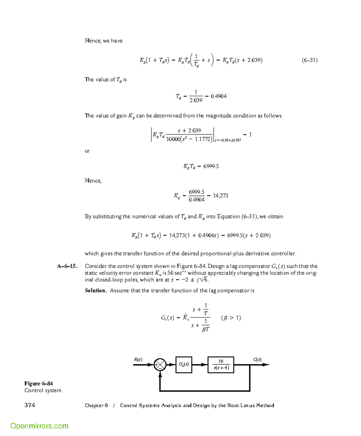 Lead lag - lead-lag - 374 Chapter 6 / Control Systems Analysis and Design by the Root-Locus ...