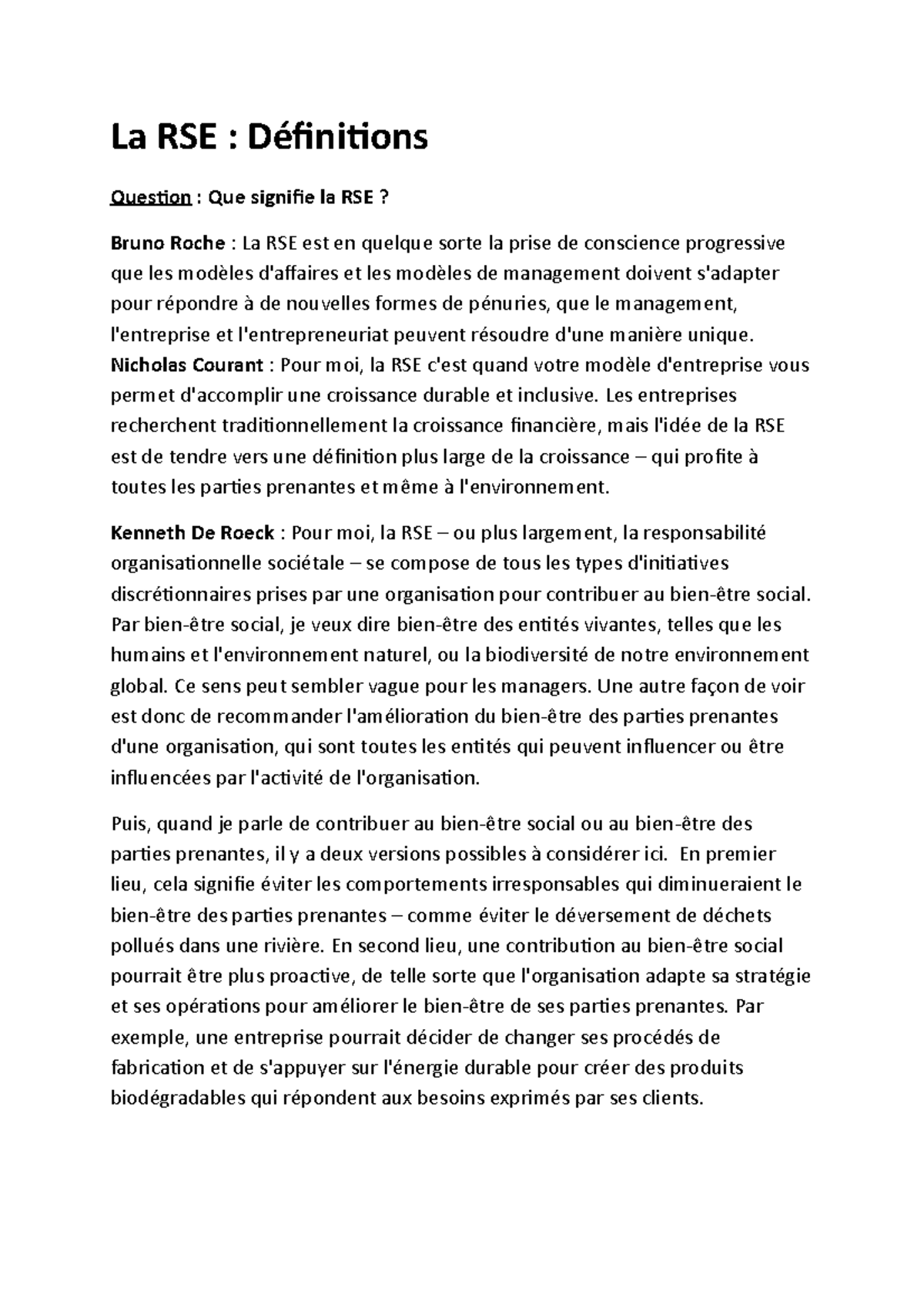 RSE-définition - RSE-définition - La RSE : Définitions Question : Que ...