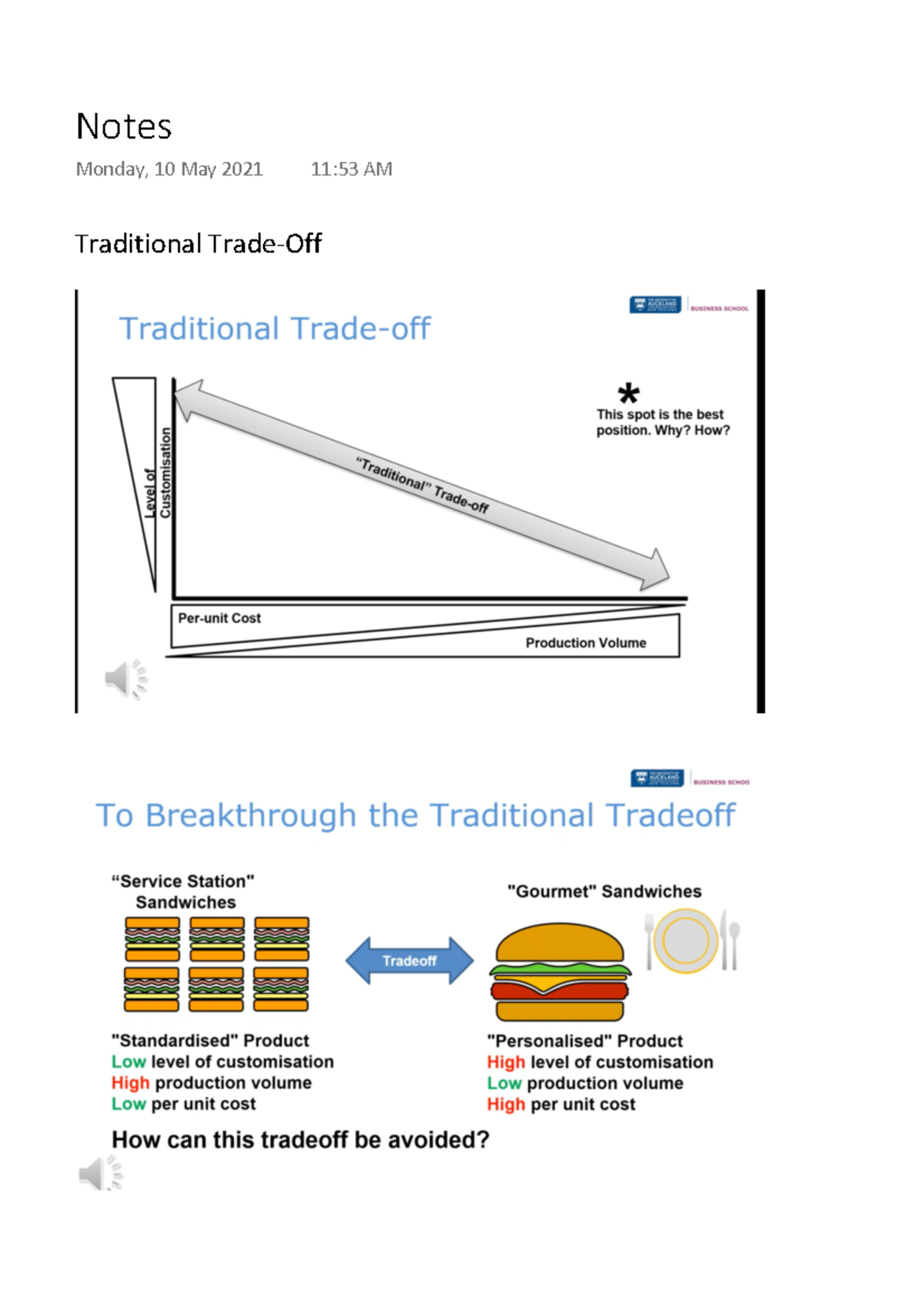 Traditional Trade Off - FULL NOTES - Traditional Trade-Off Notes Monday ...
