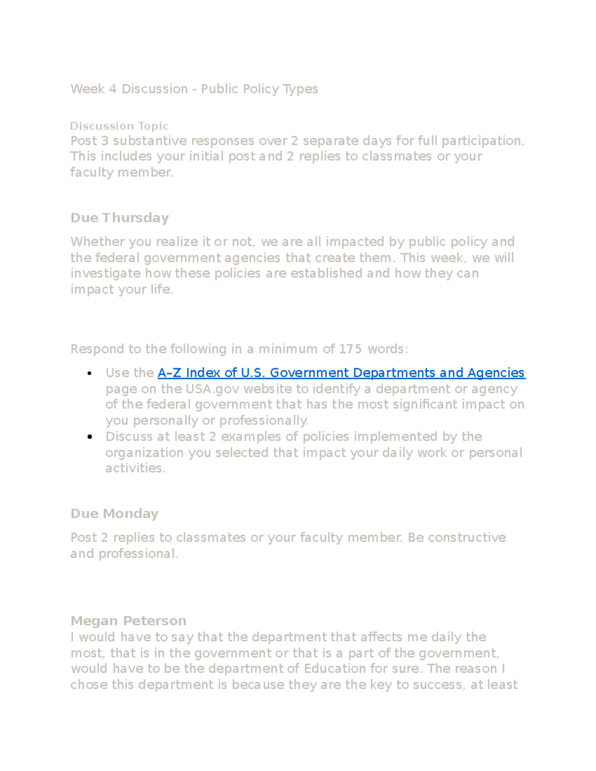 Wk 4 Discussion Public Policy Types - Week 4 Discussion - Public Policy Types Discussion Topic ...