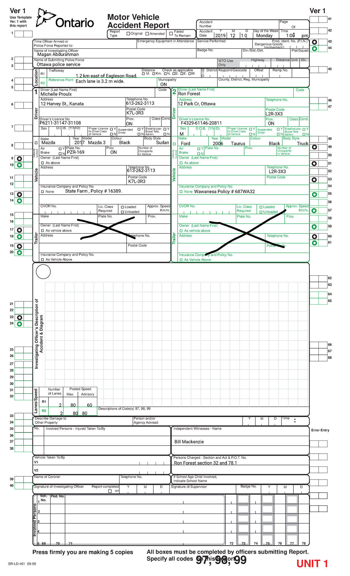 Collision Report - Motor Vehicle Accident Report Report Original Failed ...