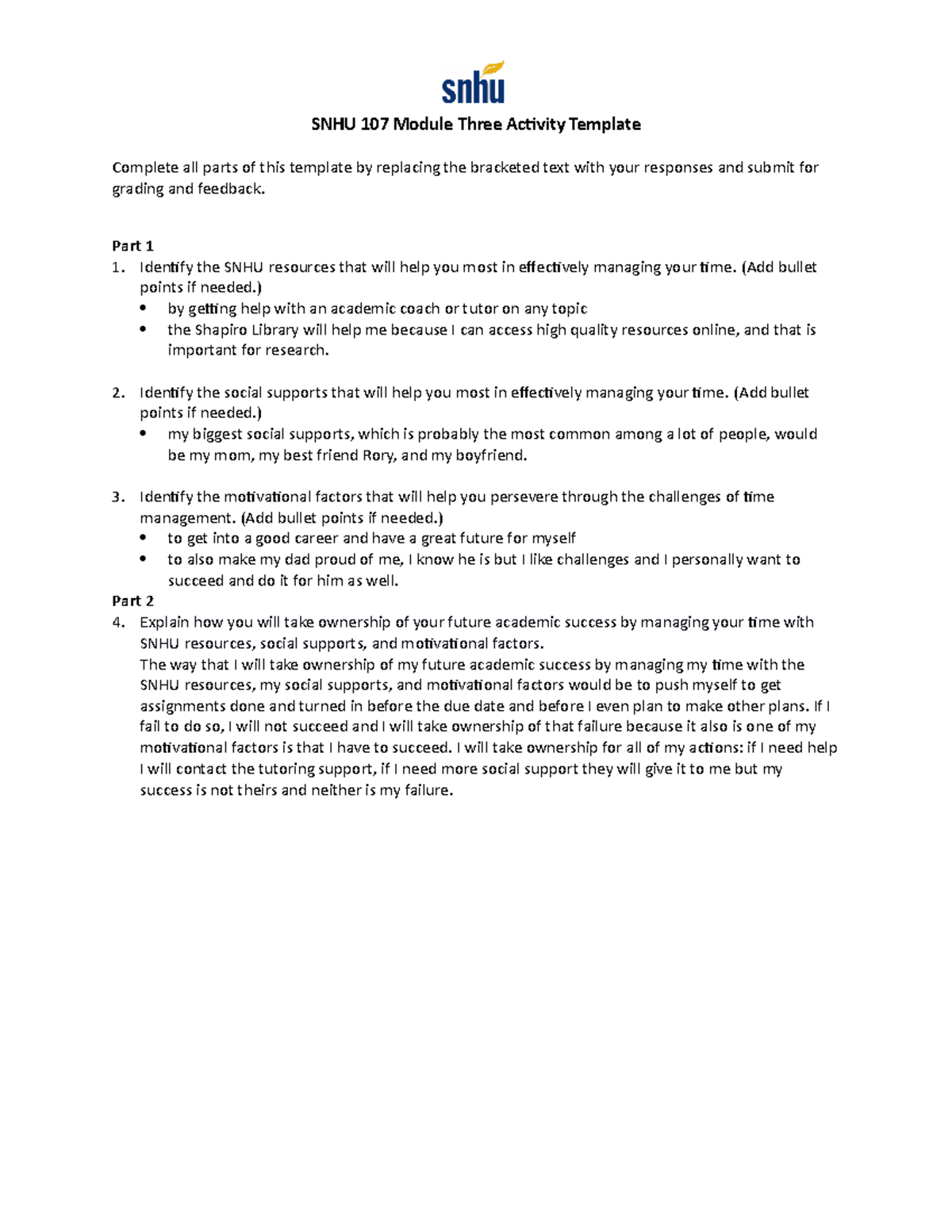 SNHU 107 Module Three Activity Template - SNHU 107 Module Three ...