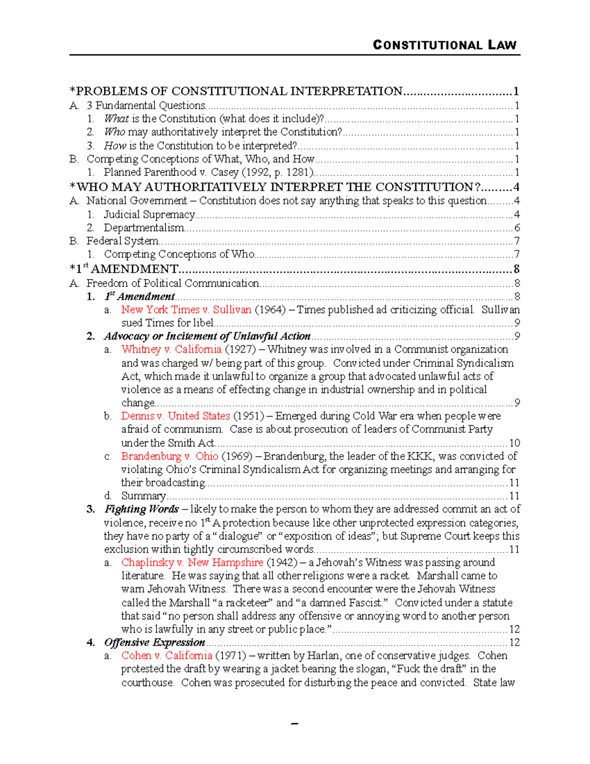 Constitutional Law Outline - 3 - CONSTITUTIONAL LAW *PROBLEMS OF ...