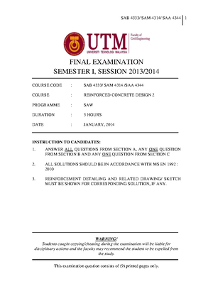 Assignment Column - Reinforced Concrete Design II - UTM - Studocu