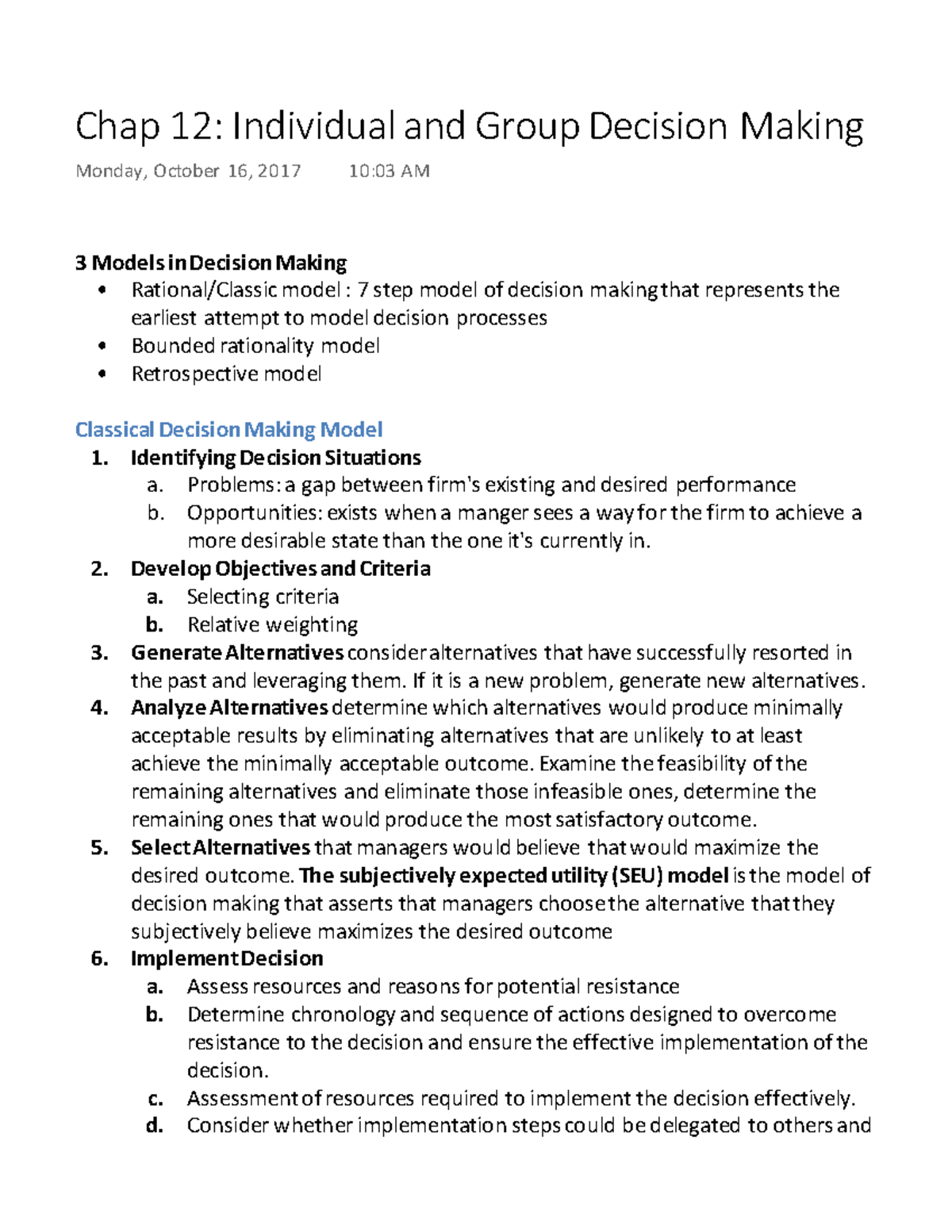 Chap 12 Individual and Group Decision Making - Identifying Decision ...
