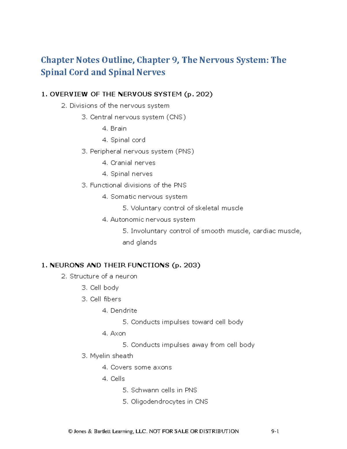 Chapter 9 notes outline - Chapter Notes Outline, Chapter 9, The Nervous ...