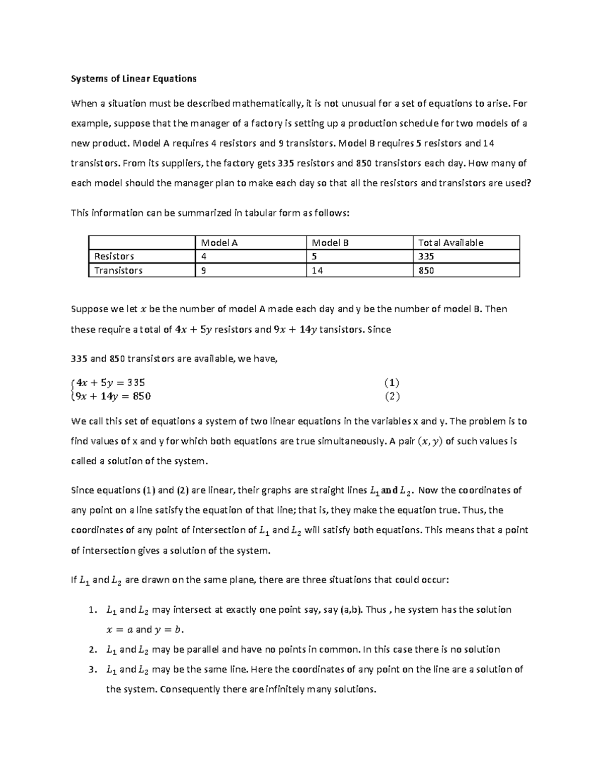 Systems Of Linear Equations For Example Suppose That The Manager Of systems-of-linear-equations-for-example-suppose-that-the-manager-of