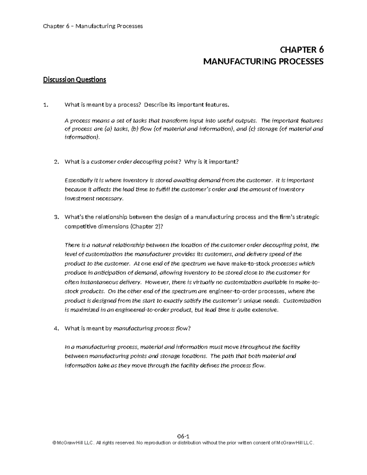 Chapter 6 (Manufacturing Processes) FULL Solutions - CHAPTER 6 ...