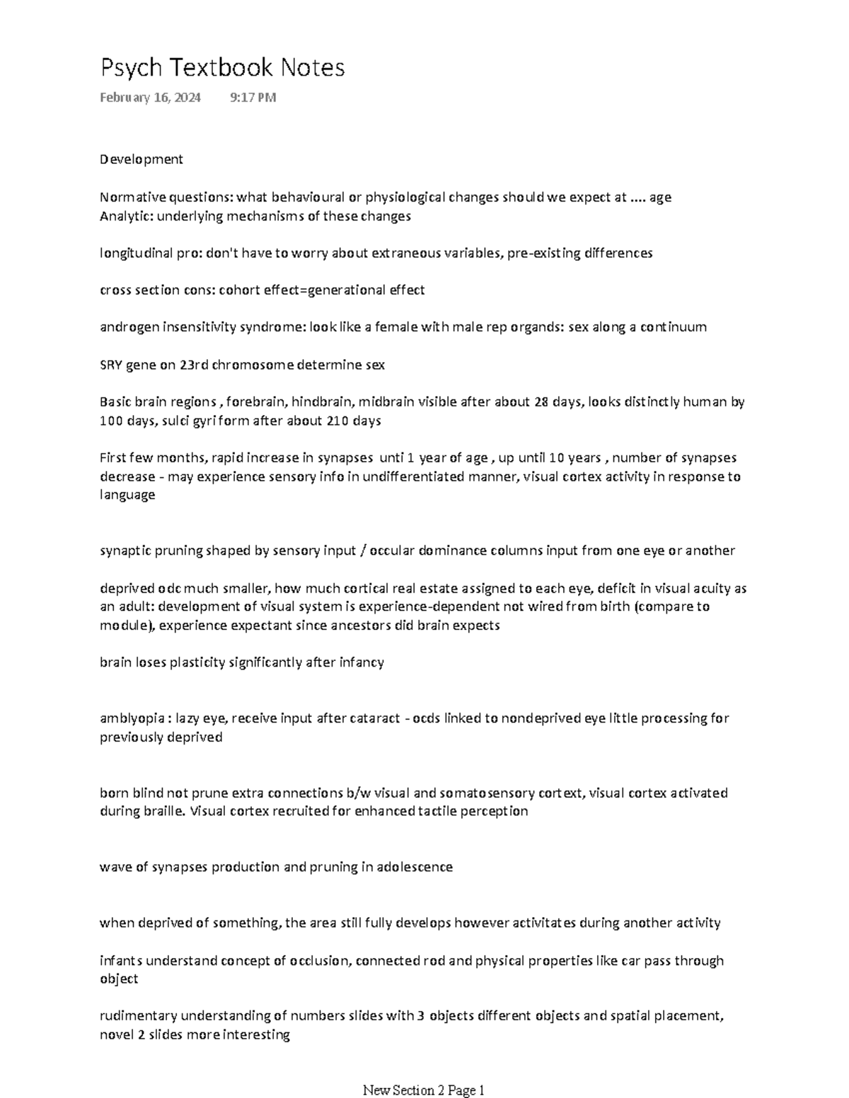 Psych 1xx3 - textbook notes - Development Normative questions: what ...